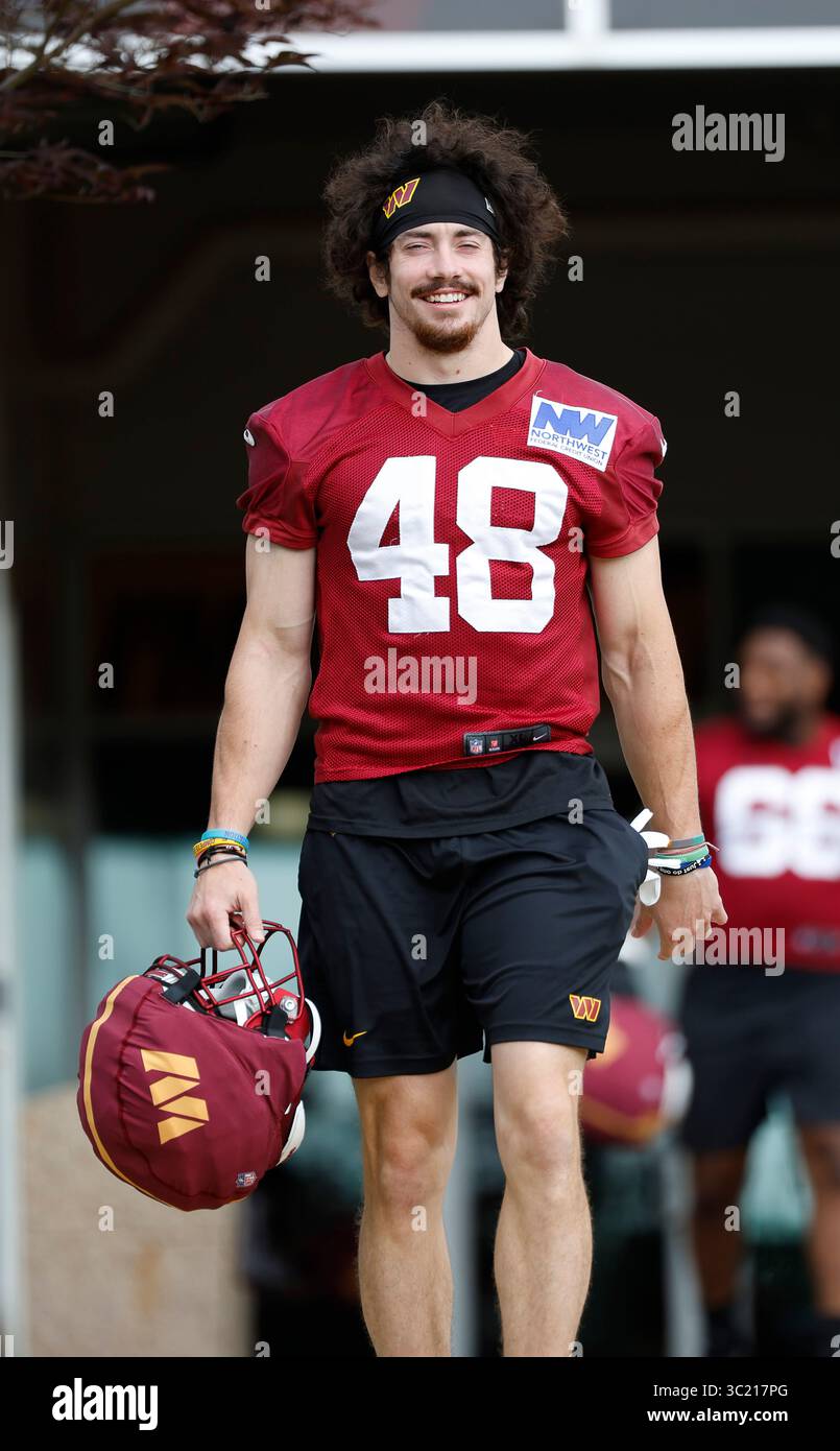 July 23, 2025: Washington Commanderâ€™s S #48 Ben Nikkel walks to the ...