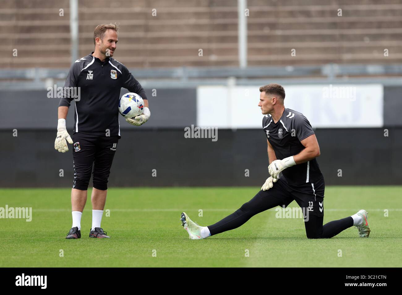 Coventry City goalkeeper Ben Wilson warms up during a pre-season ...