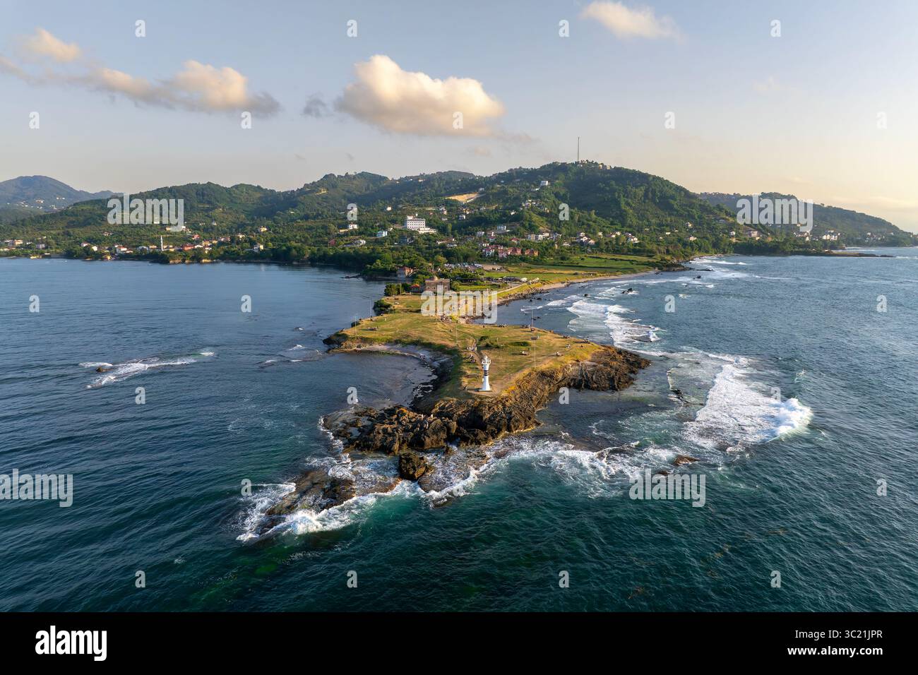 Aerial drone panorama landscape of Yason Burnu (aka Cape Yason) and its ...