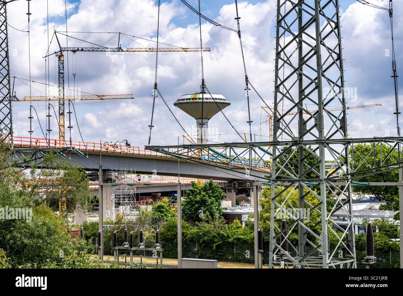 Highway construction site at the Leverkusen-West interchange, highways ...