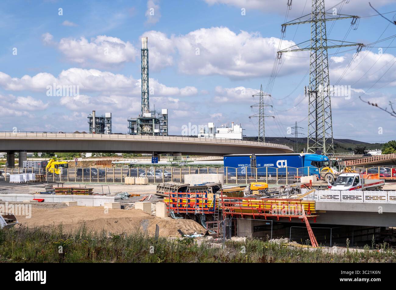 Highway construction site at the Leverkusen-West interchange, highways ...