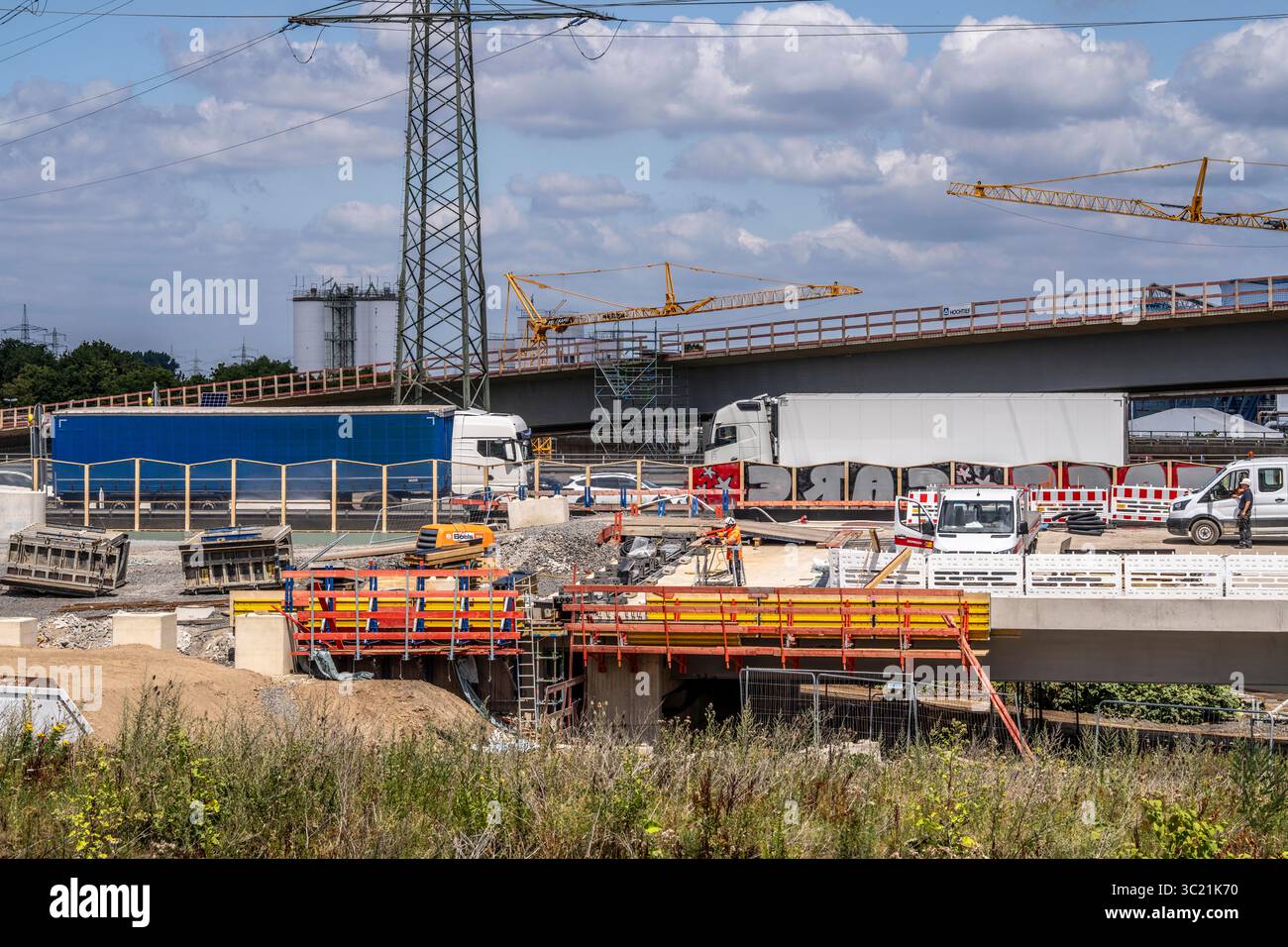 Highway construction site at the Leverkusen-West interchange, highways ...