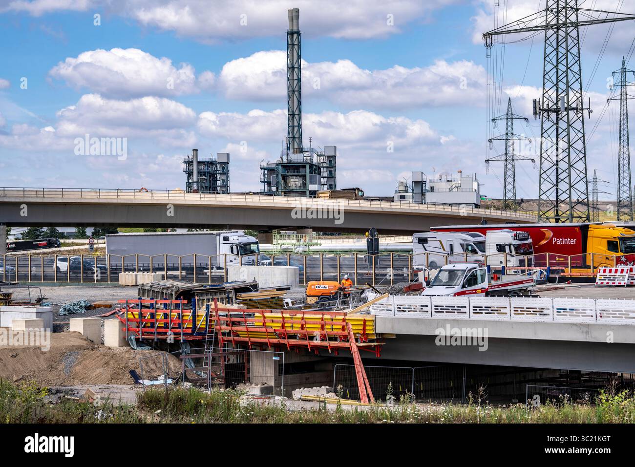 Highway construction site at the Leverkusen-West interchange, highways ...