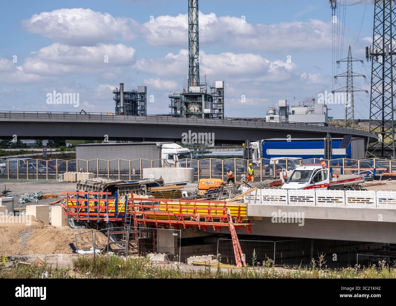 Highway construction site at the Leverkusen-West interchange, highways ...