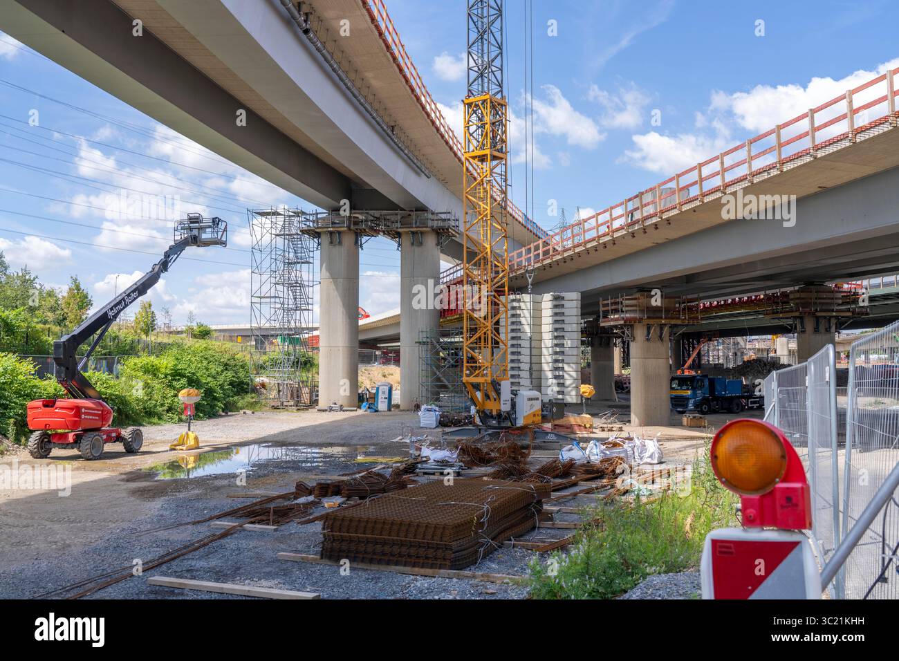 Highway construction site at the Leverkusen-West interchange, highways ...