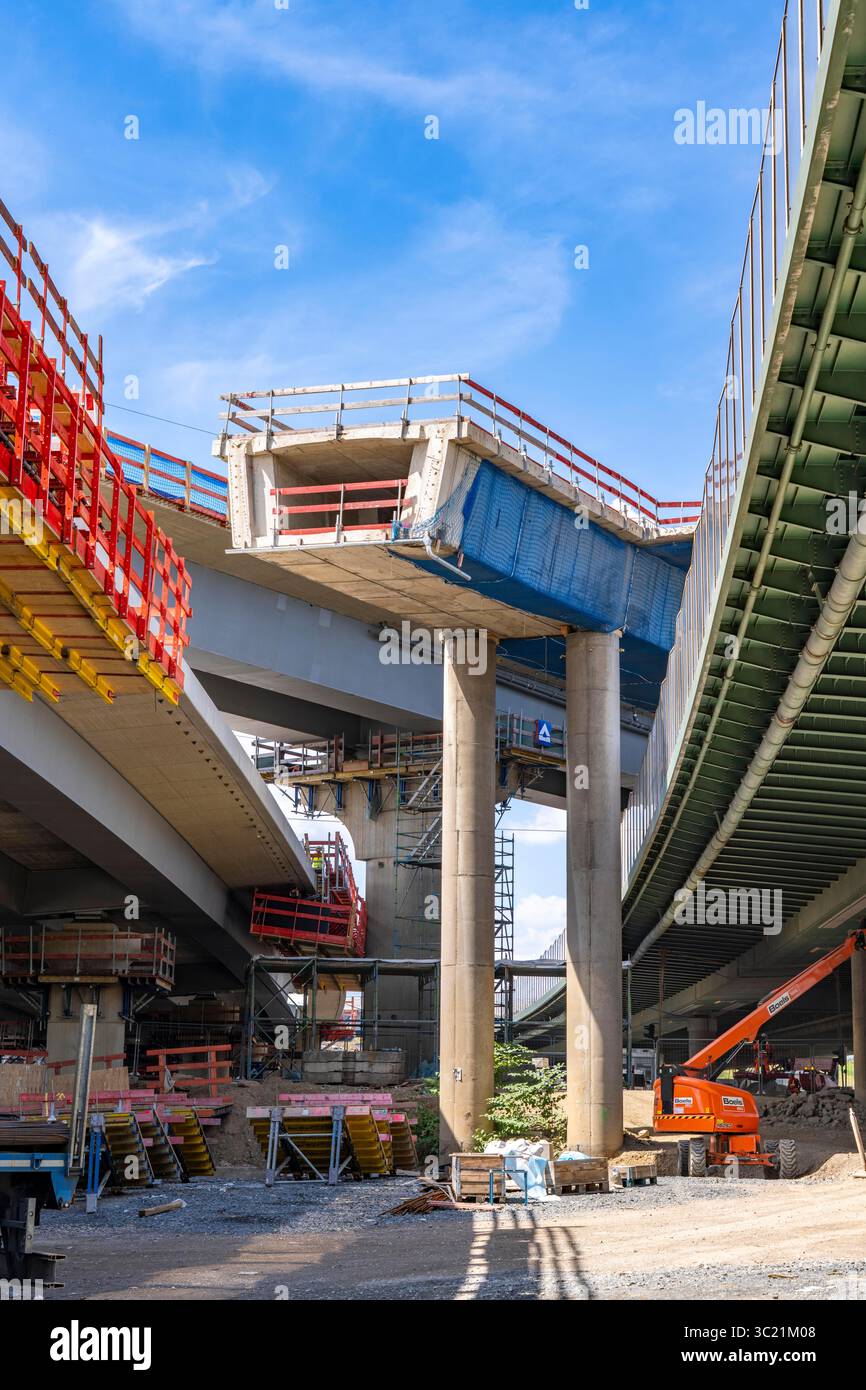 Highway construction site at the Leverkusen-West interchange, highways ...