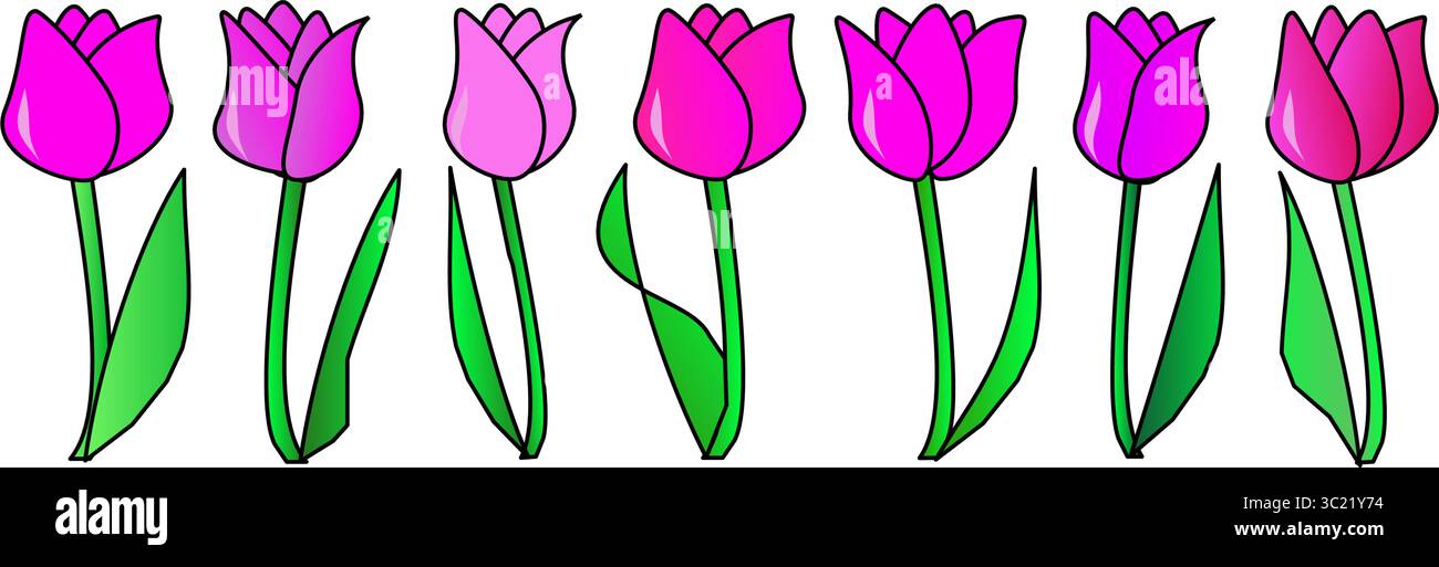Row tulips Stock Vector Images - Alamy