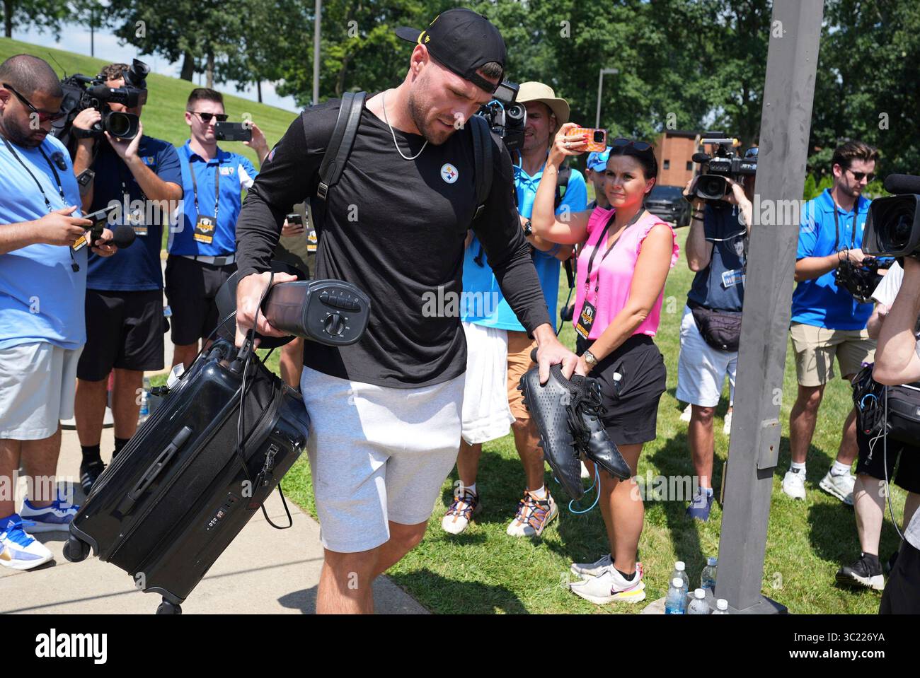 Pittsburgh Steelers linebacker T.J. Watt arrives at St. Vincent College ...