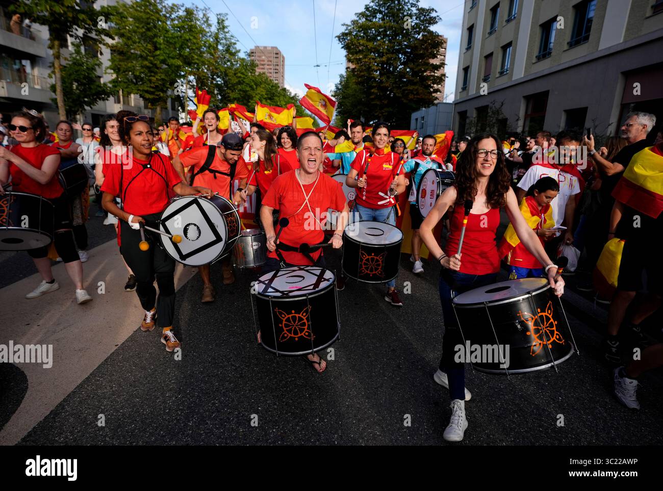 Spain fans heading to the stadium before the UEFA Women's Euro 2025 ...