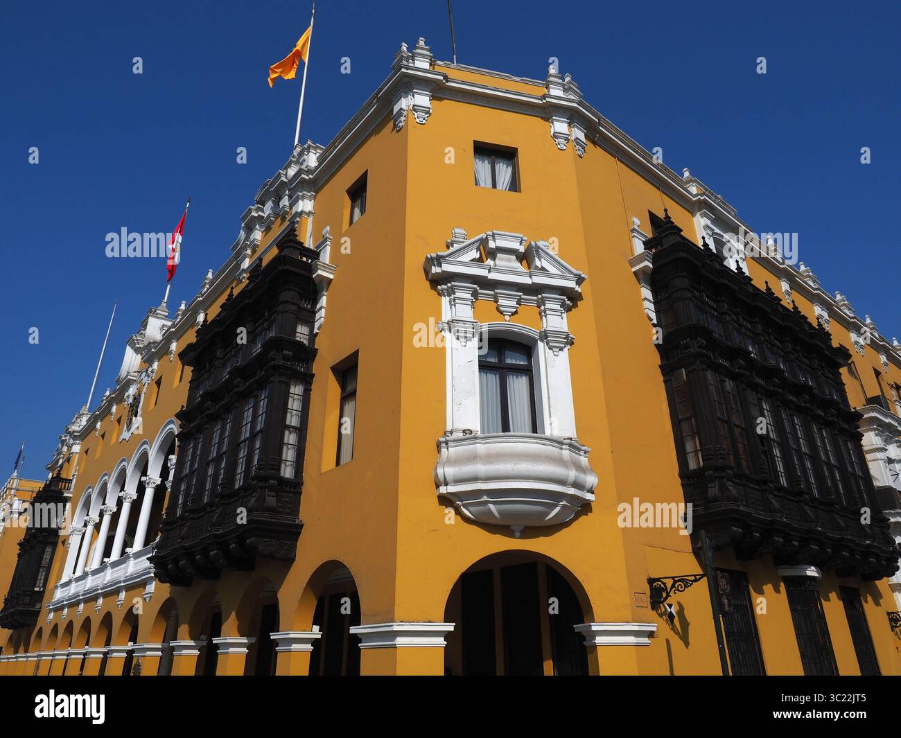 April 15, 2019 - Lima, Lima, Peru - Facade and balcony of the Lima City ...