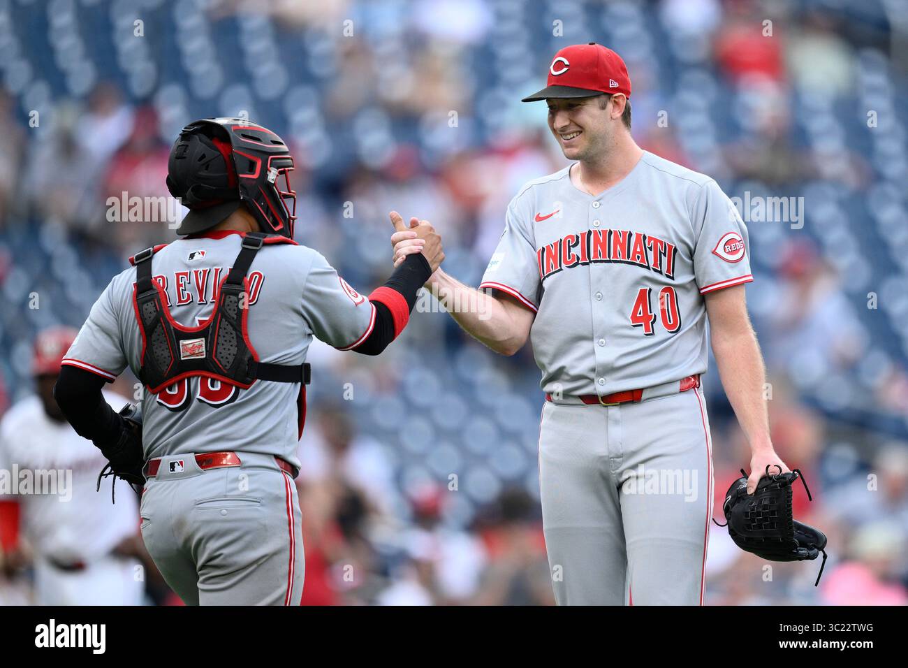 Cincinnati Reds starting pitcher Nick Lodolo celebrates a complete game ...