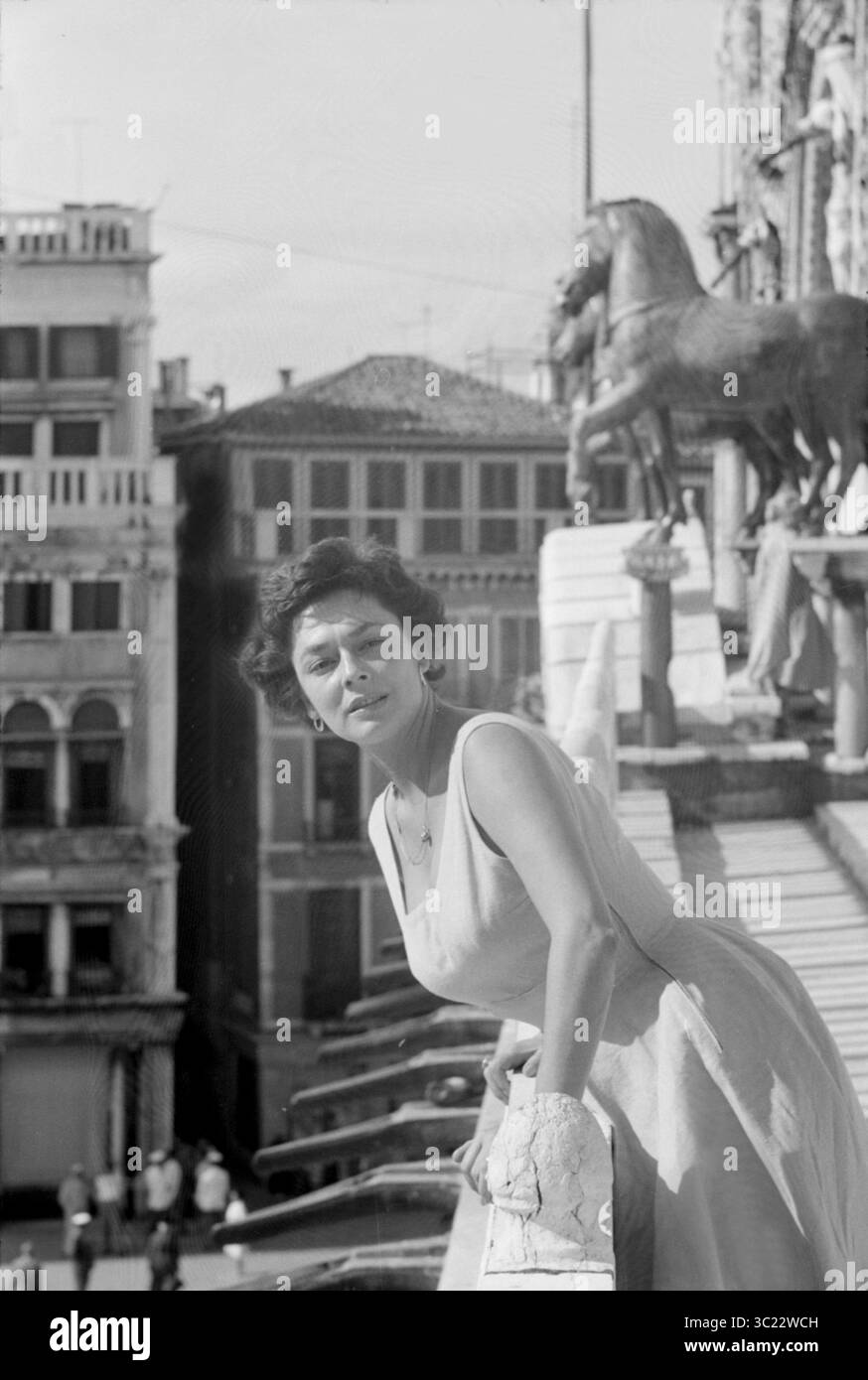 American actress Ruth Roman (Norma Roman) on the balcony above St Mark ...