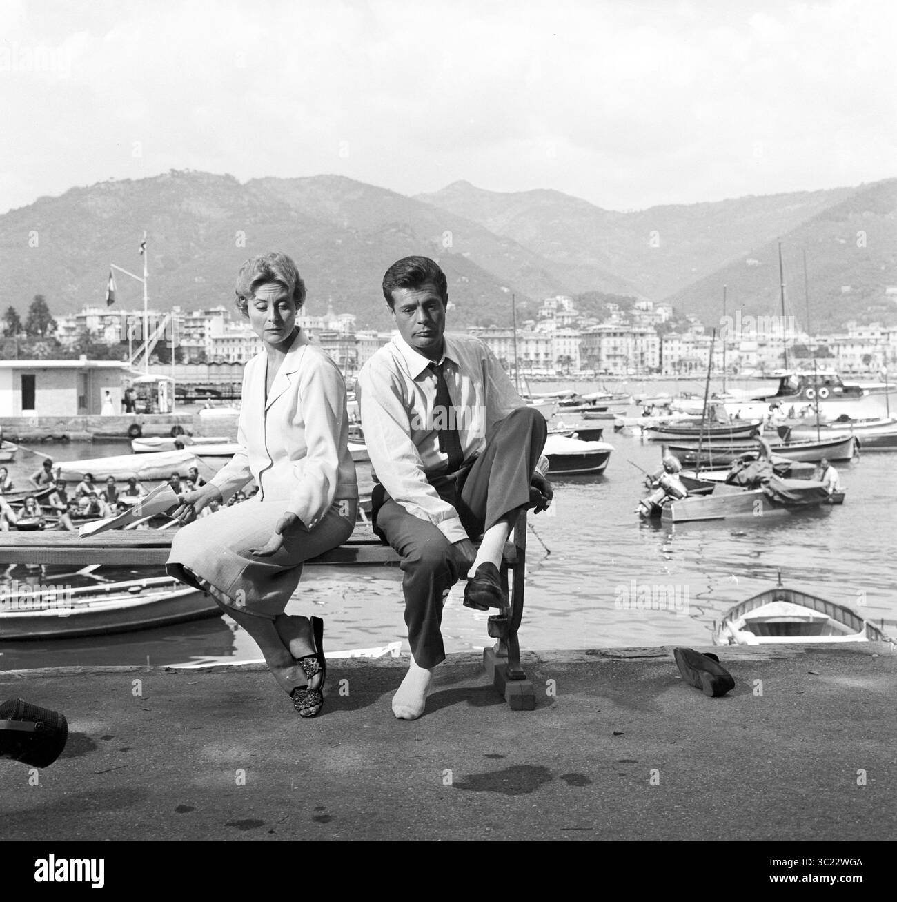 Italian actor Marcello Mastroianni and French actress MichÃ¨le Morgan ...