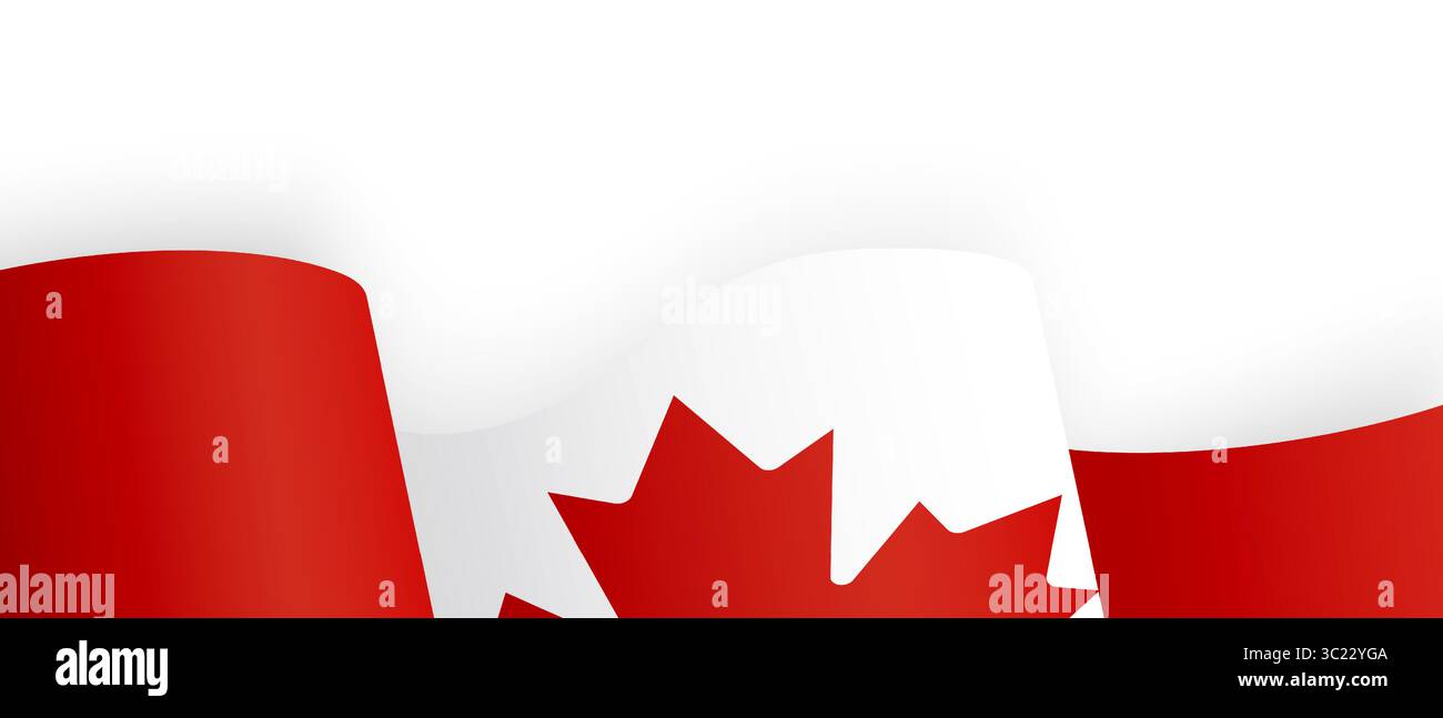Close Up View of Waving Canadian Flag with Red Maple Leaf. Patriotic ...