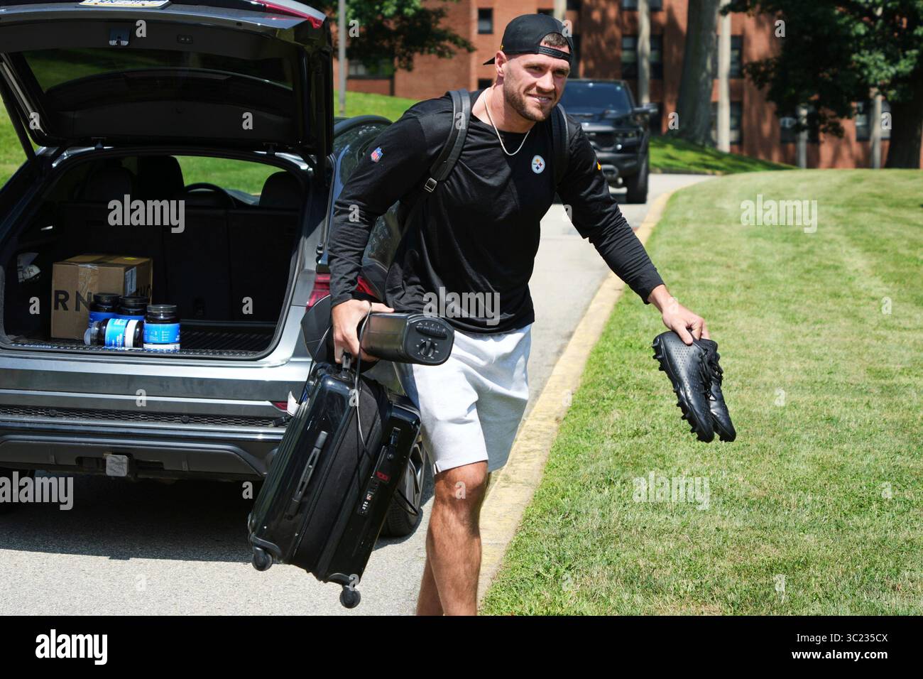 Pittsburgh Steelers linebacker T.J. Watt arrives at St. Vincent College ...