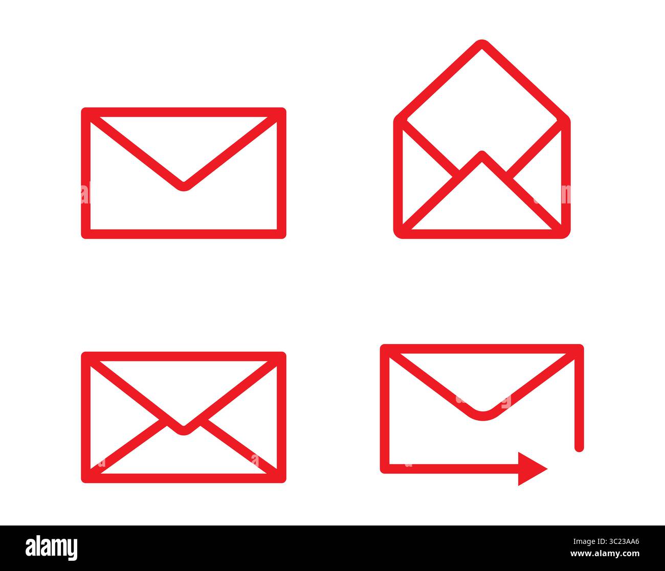 Mail icon set in black. Mail delivery symbols. Letter in envelope. Set ...