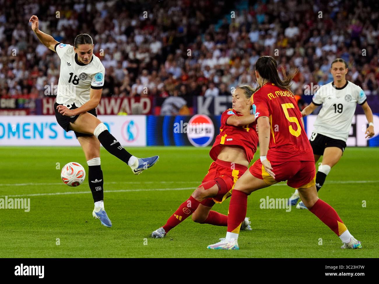 Germany's Giovanna Hoffmann miskicks the ball trying to shoot during ...