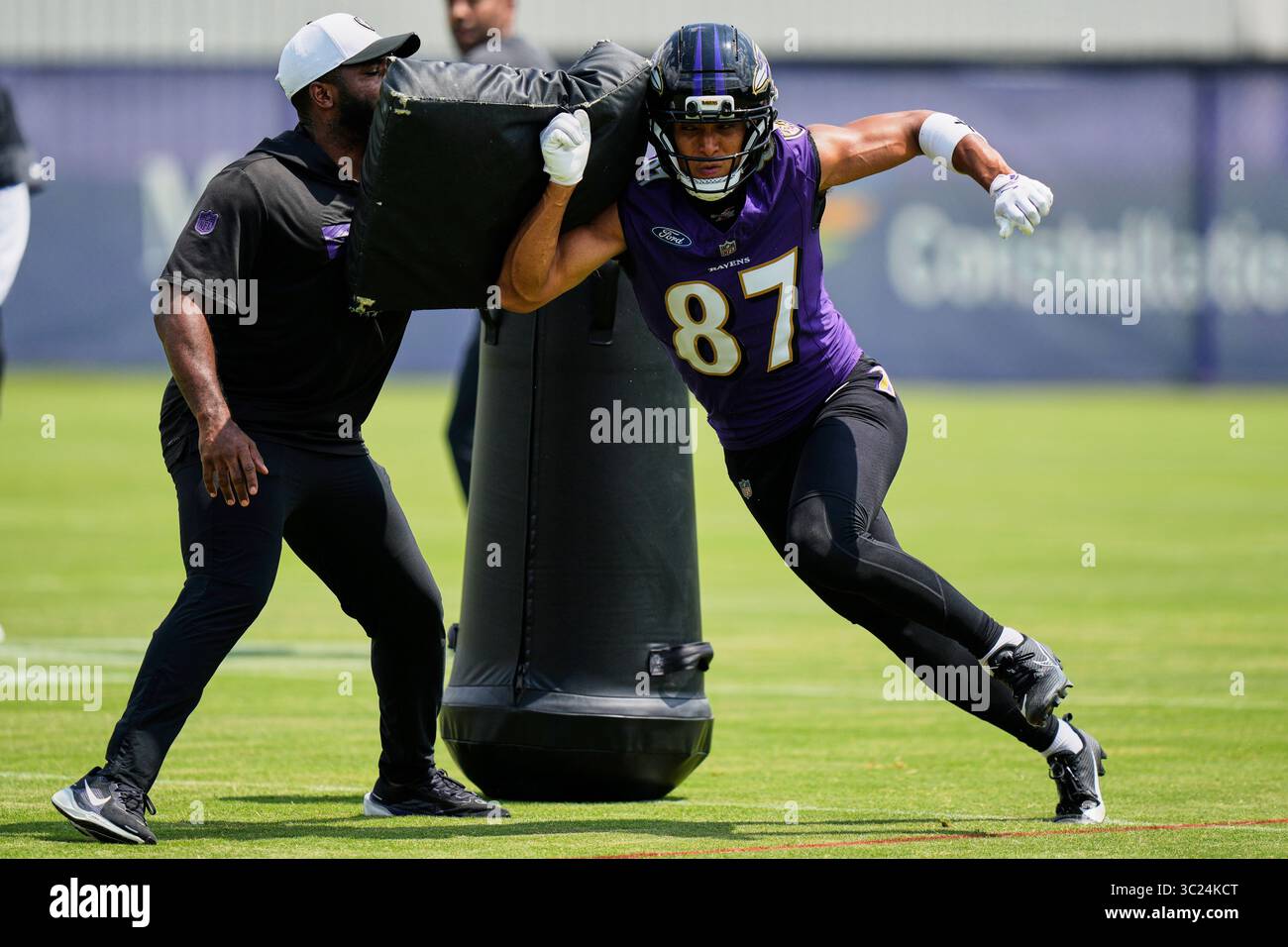 Baltimore Ravens wide receiver Xavier Guillory (87) works out during ...