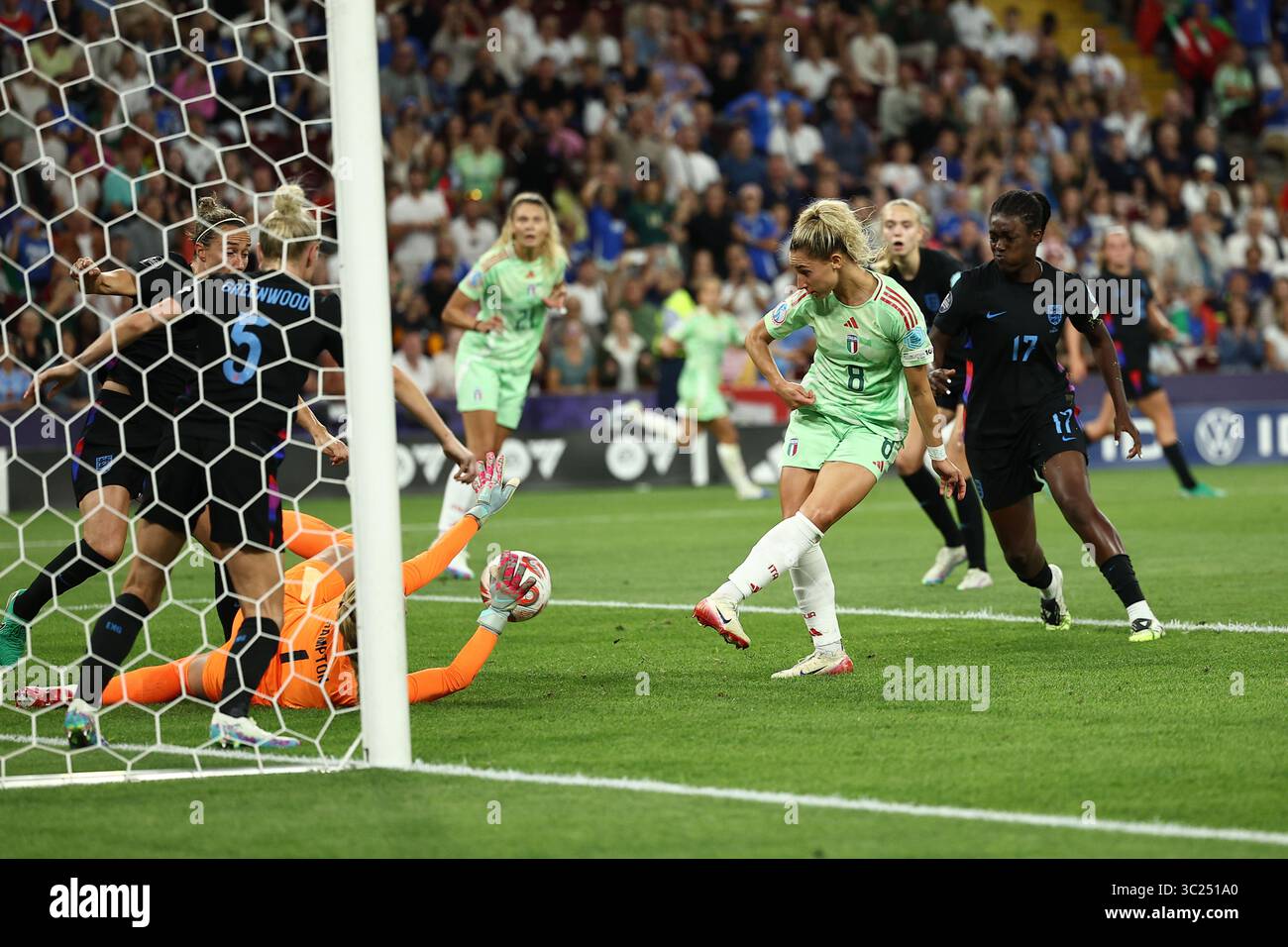 Emma Severini (Italy) Hannah Hampton (England Women) during the UEFA ...