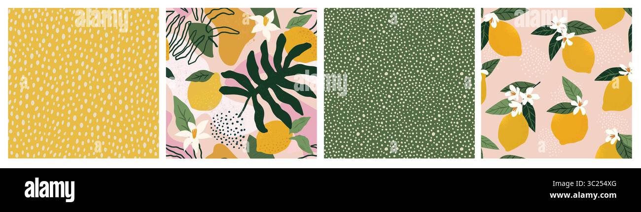 Collage lemon floral seamless pattern set Stock Vector Image & Art - Alamy