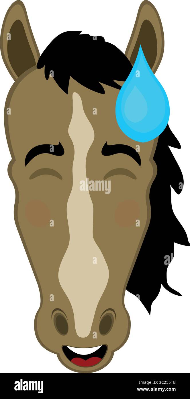 vector illustration character face horse cartoon, with an expression of ...