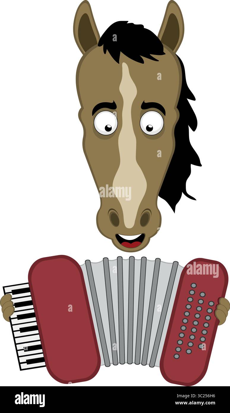 vector illustration character face horse cartoon, playing musical ...