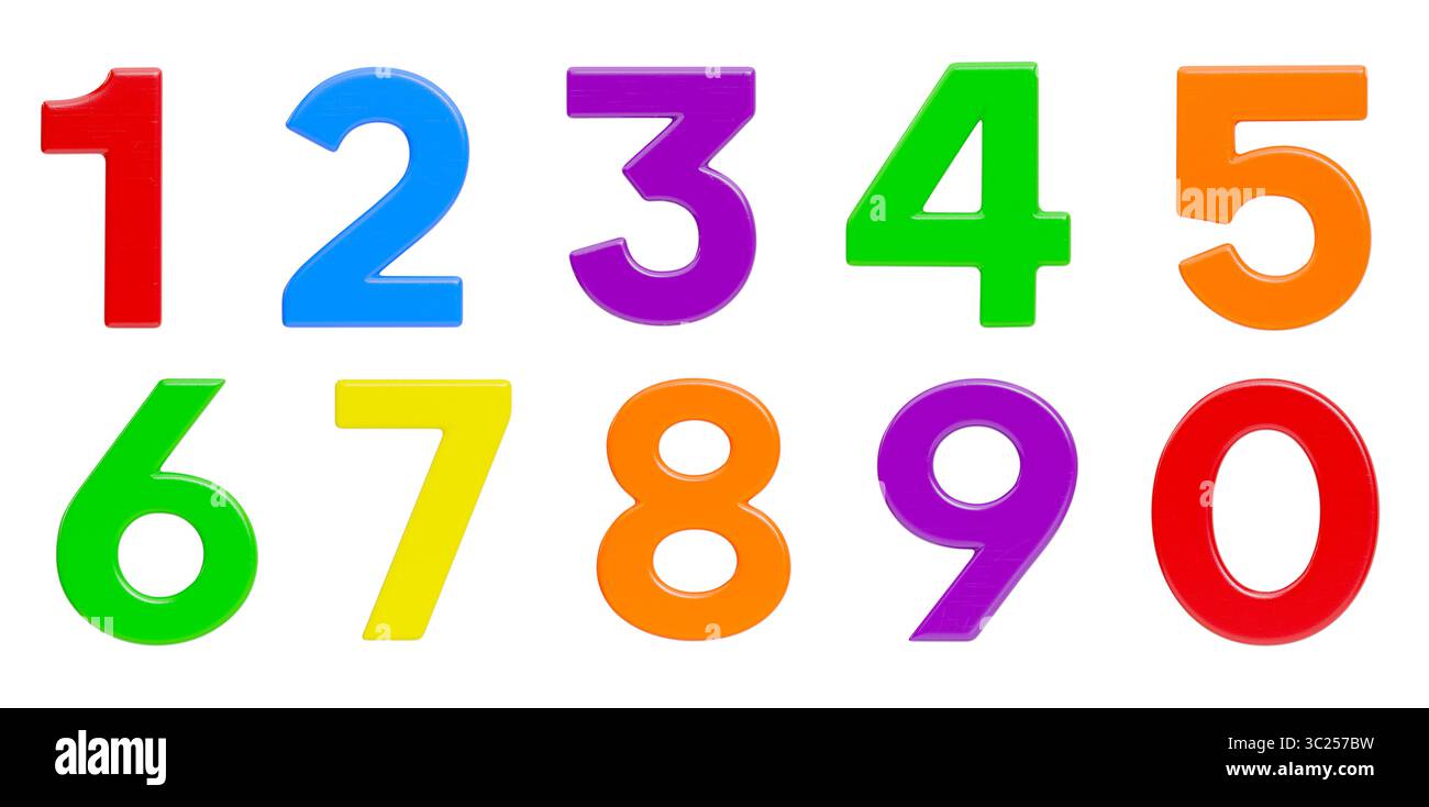 Colorful Flat Magnetic Plastic Numbers Zero through Nine Isolated on a ...