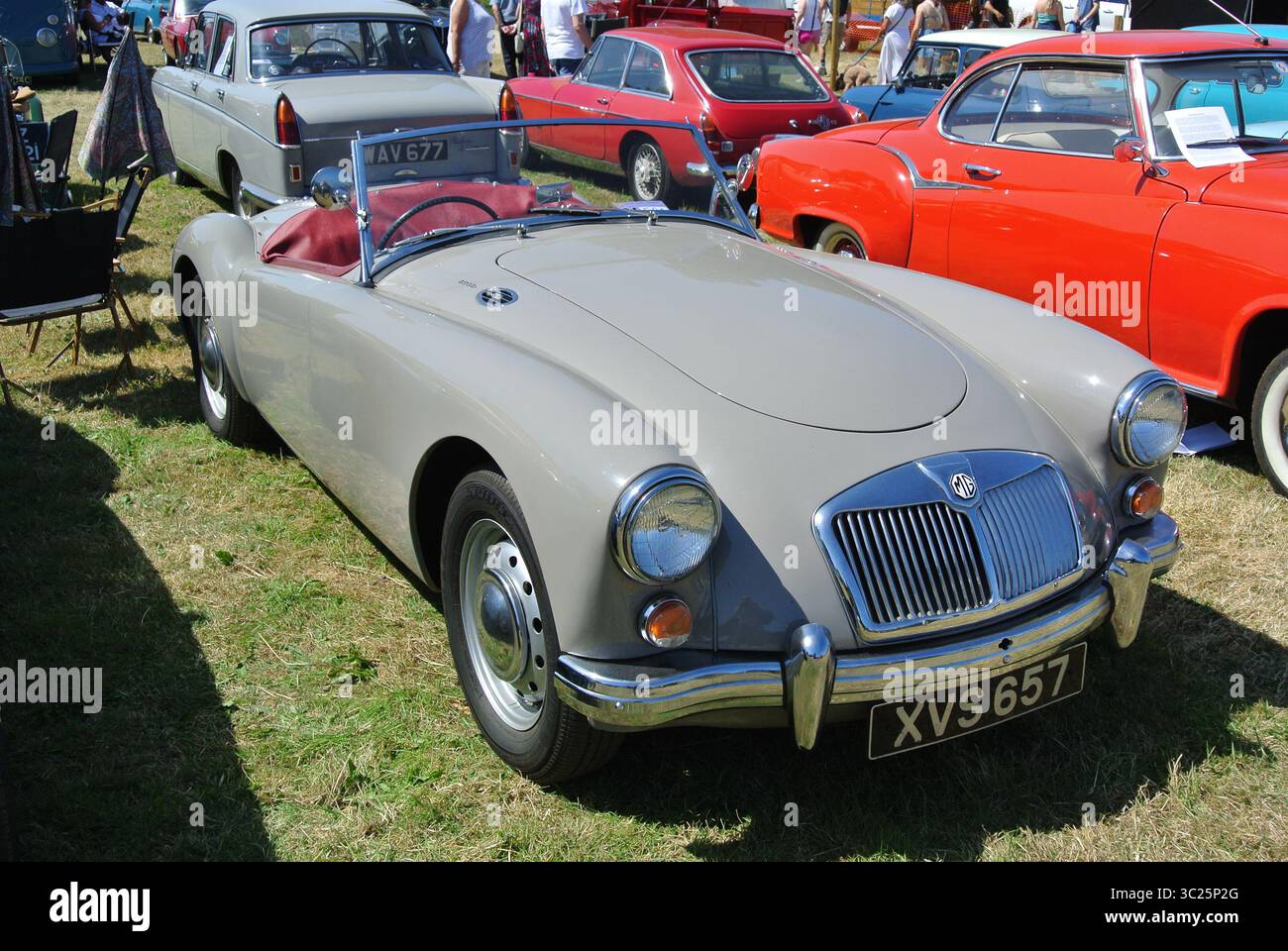 A 1959 MG-A sports car parked on display at the 50th Historic Vehicle ...