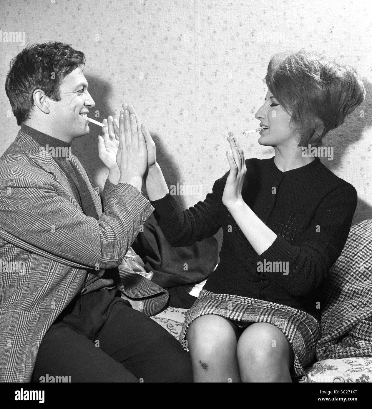 Italian singer Mina (Anna Maria Mazzini) joking and smoking with ...