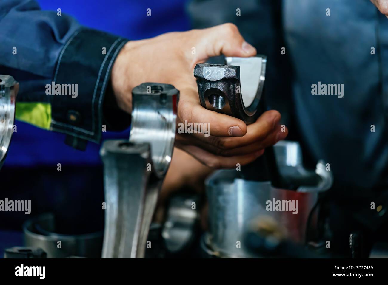 Process of assembling of engine, close up Stock Photo - Alamy