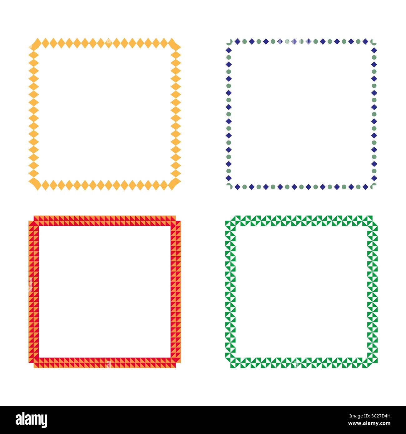 Colorful square borders. Geometric shape frames. Decorative bright ...