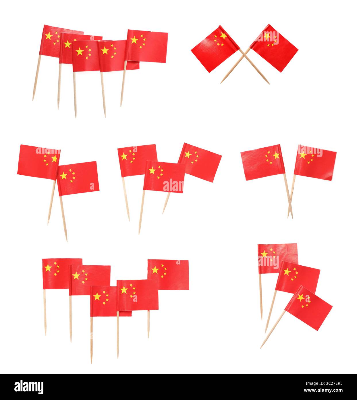 Small paper flags of China isolated on white, set Stock Photo - Alamy