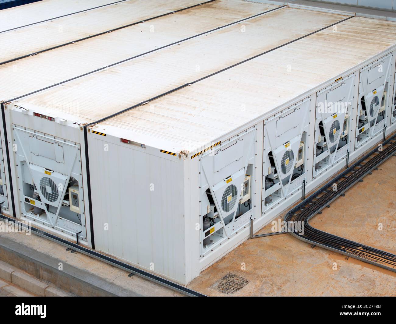 aerial view of blast freezer containers, cold room, portable ...