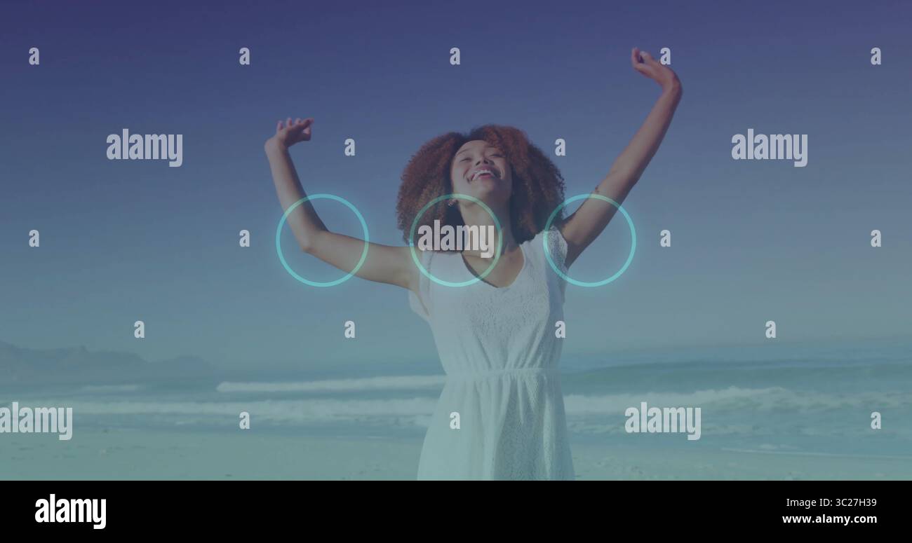 Woman raising arms tilting hi-res stock photography and images - Alamy