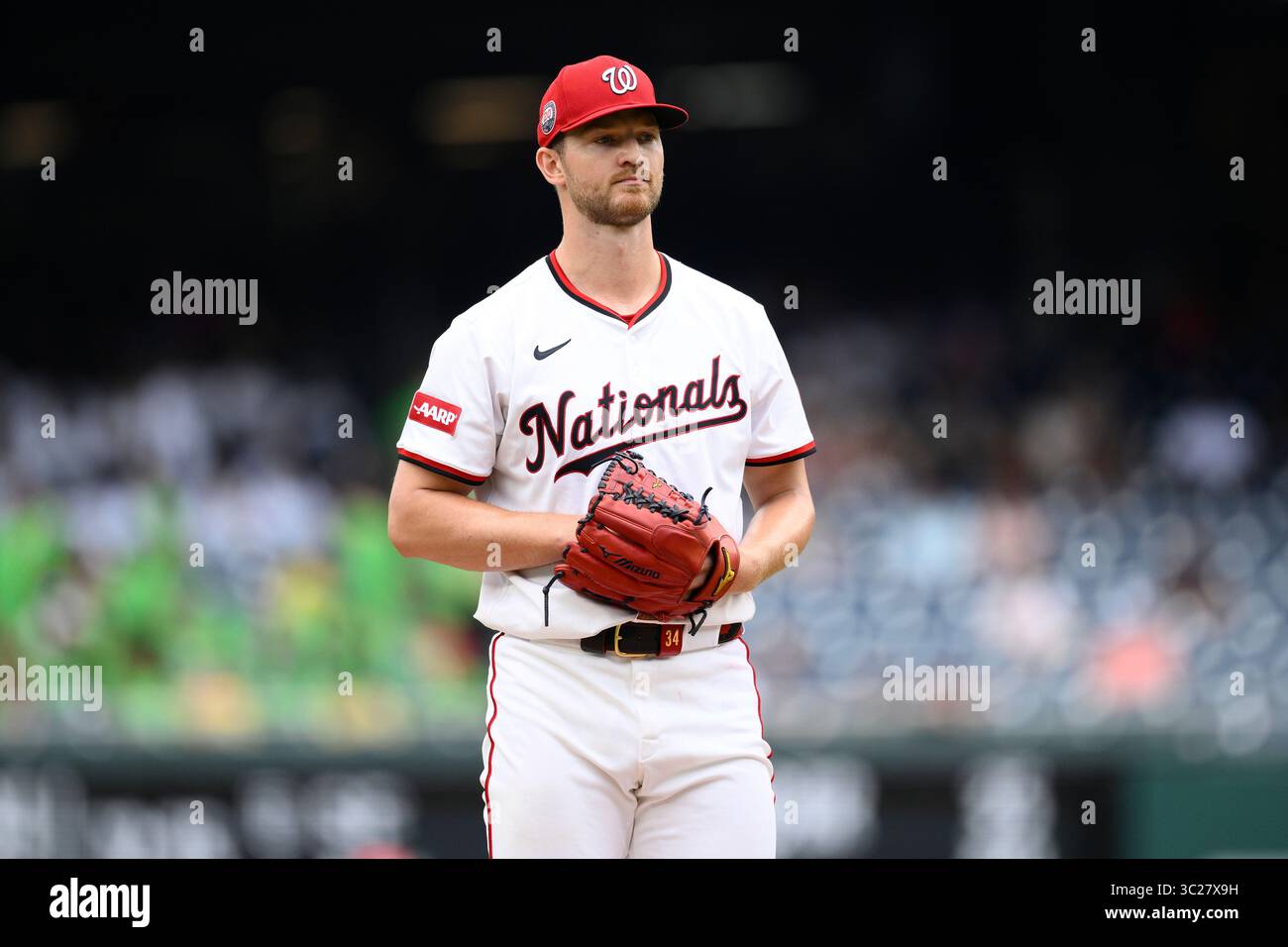Washington Nationals starting pitcher Michael Soroka (34) in action ...