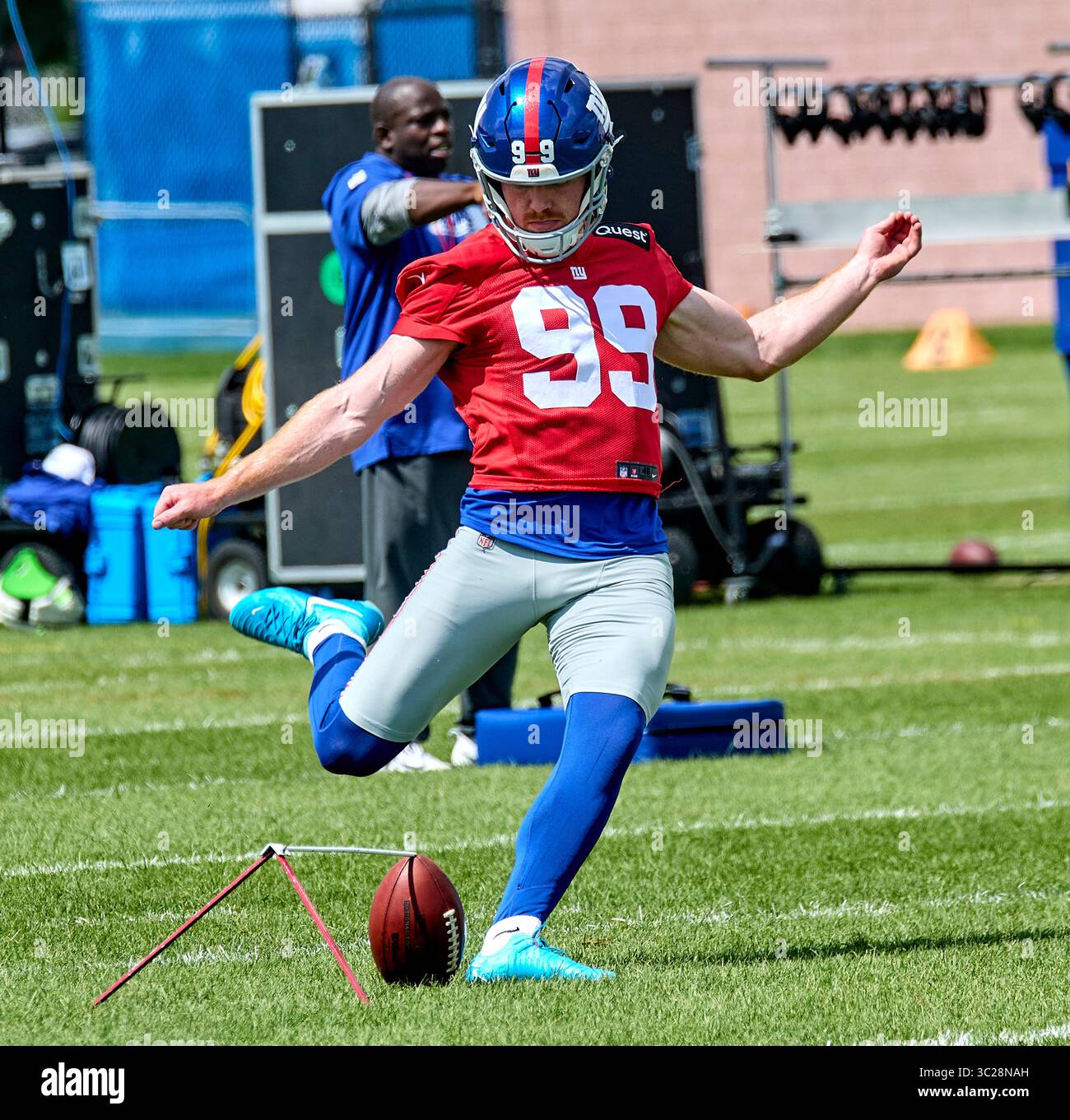 New York Giants kicker Jude McAtamney (99) during training camp at the ...