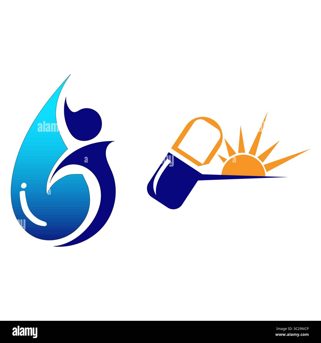 Water drop icon. Human figure Vector. Sun rise symbol. Hydration ...