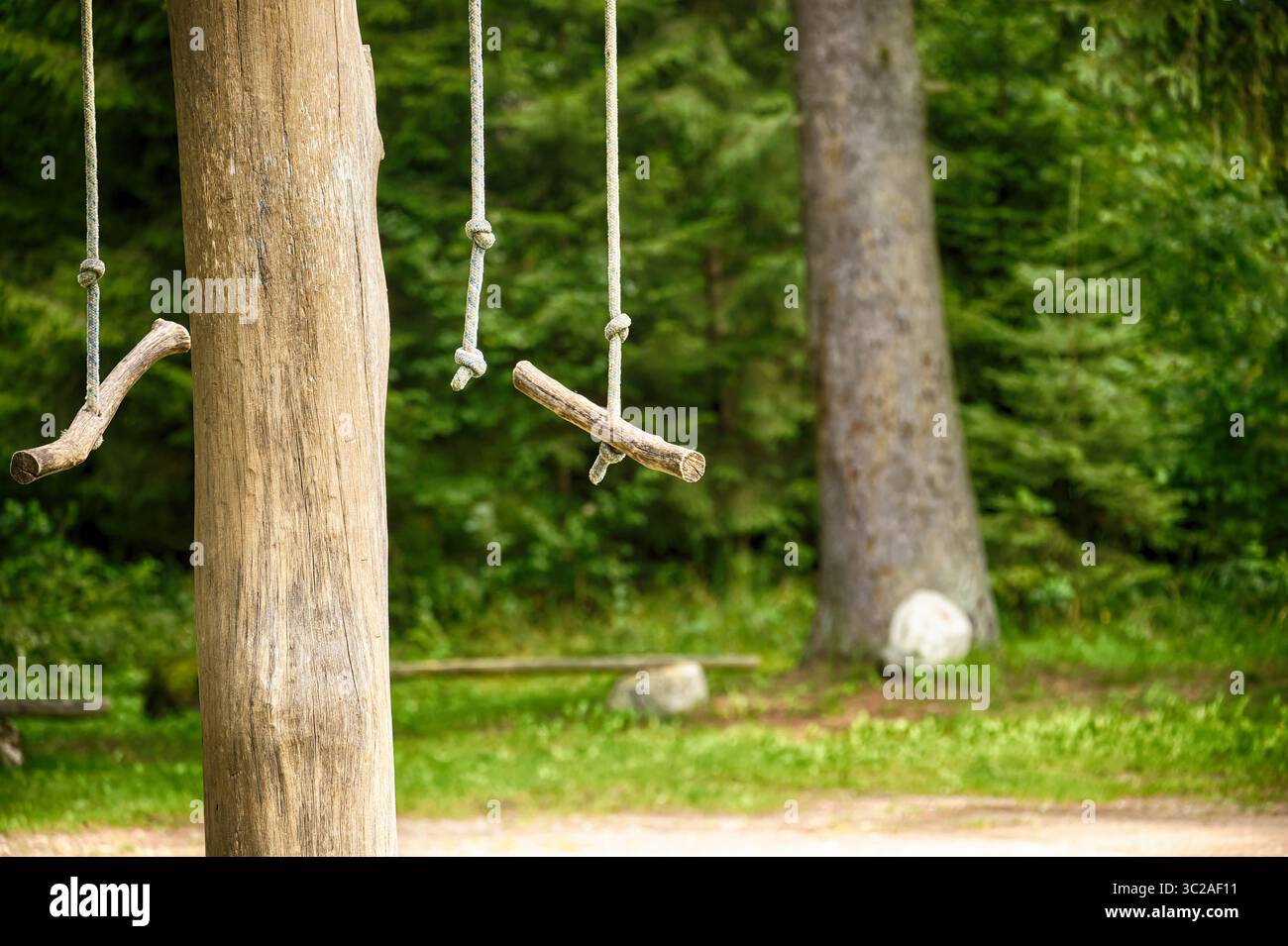 Wooden swings made branches hi-res stock photography and images - Alamy