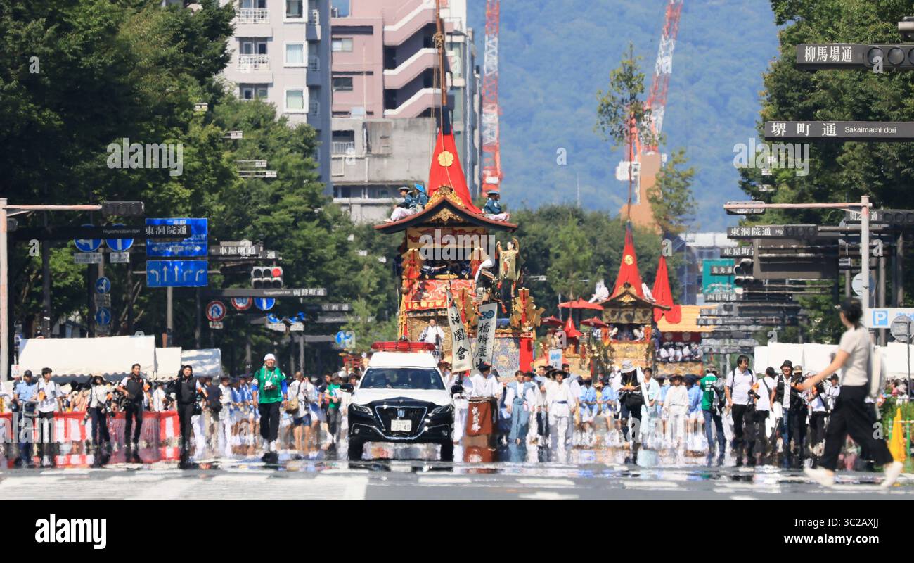 Gorgeous floats called Yama Hoko in Japanese parade during the ...