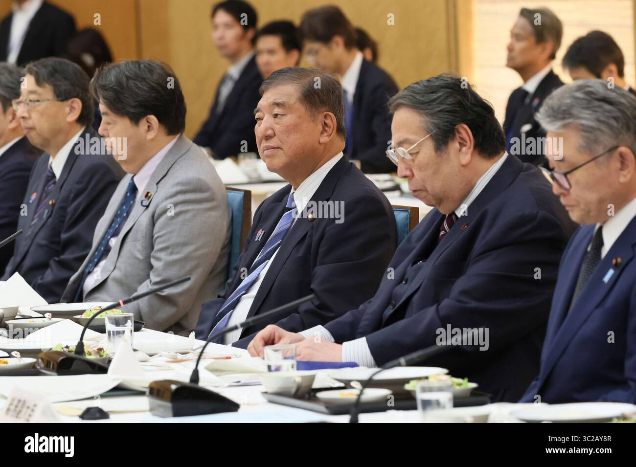 Japanese Prime Minister Shigeru ISHIBA (C) attends the National ...