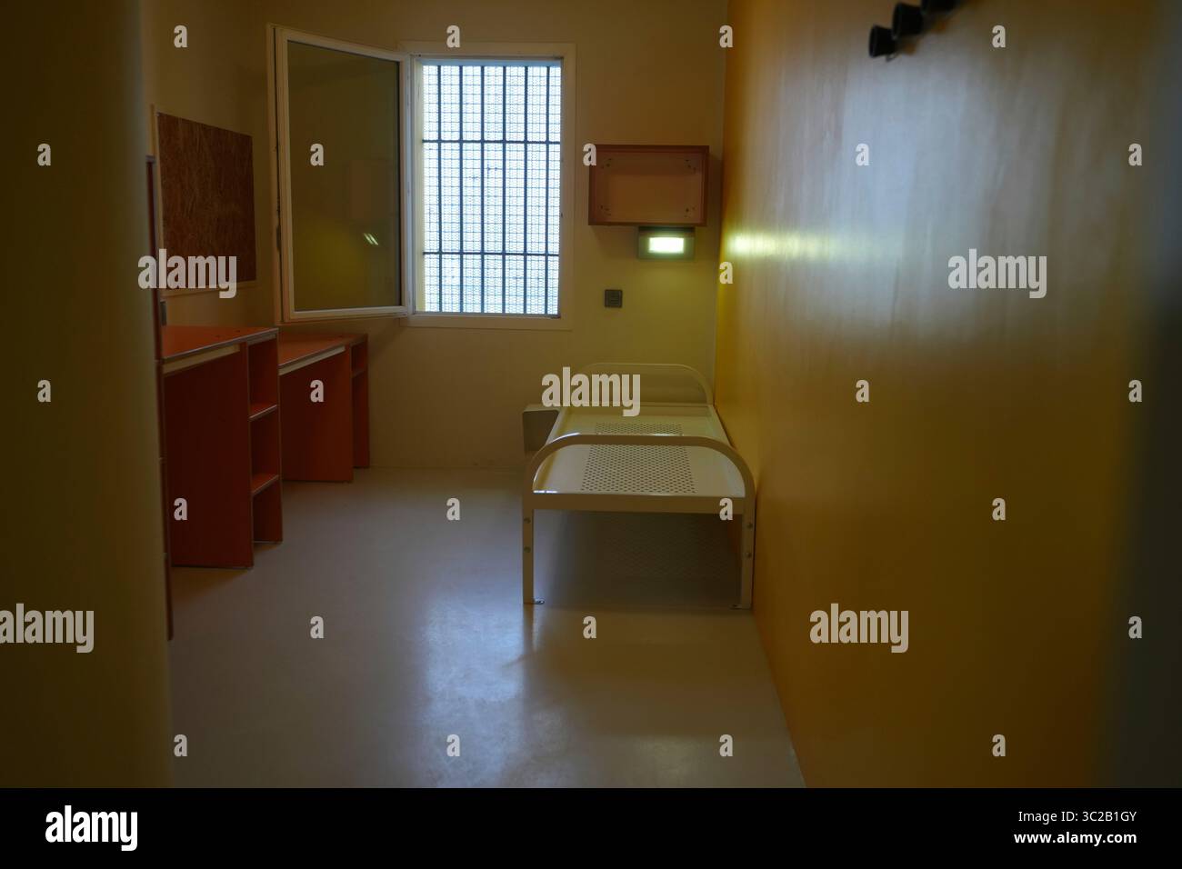 FILE - A cell in the Vendin-le-Vieil prison, northern France, May 14 ...