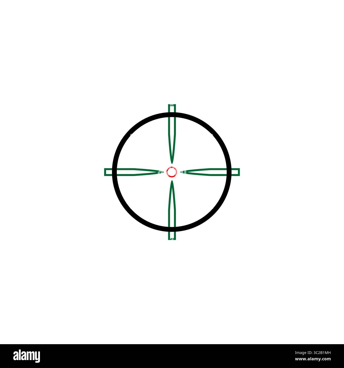 Target icon sight. Green lines detail. Red dot focus. Vector crosshair ...