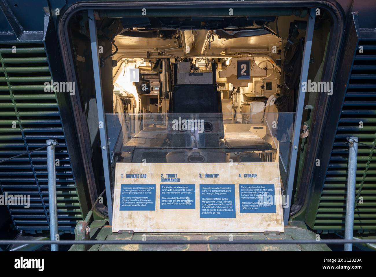 Looking inside the rear of a German Marder infantry fighting vehicle ...