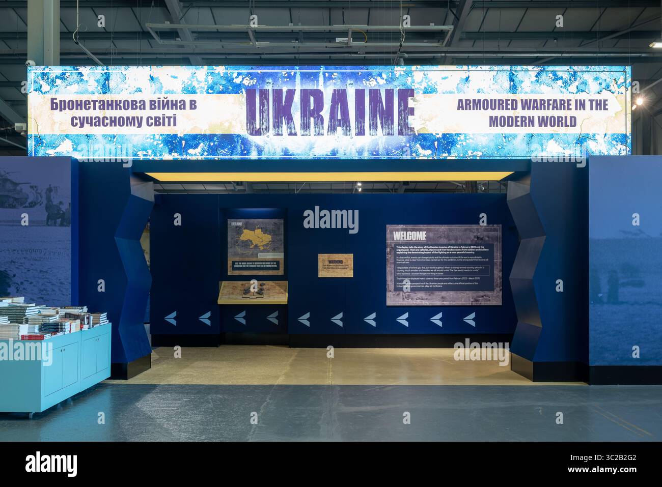 Entrance to the Ukraine exhibition inside Bovington tank museum. July ...