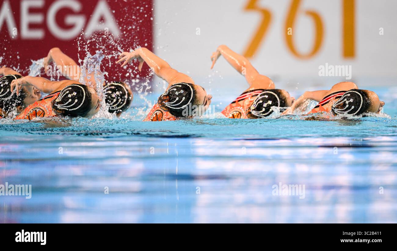 Athletes of Japan compete in the Artistic Swimming Team Technical Final ...