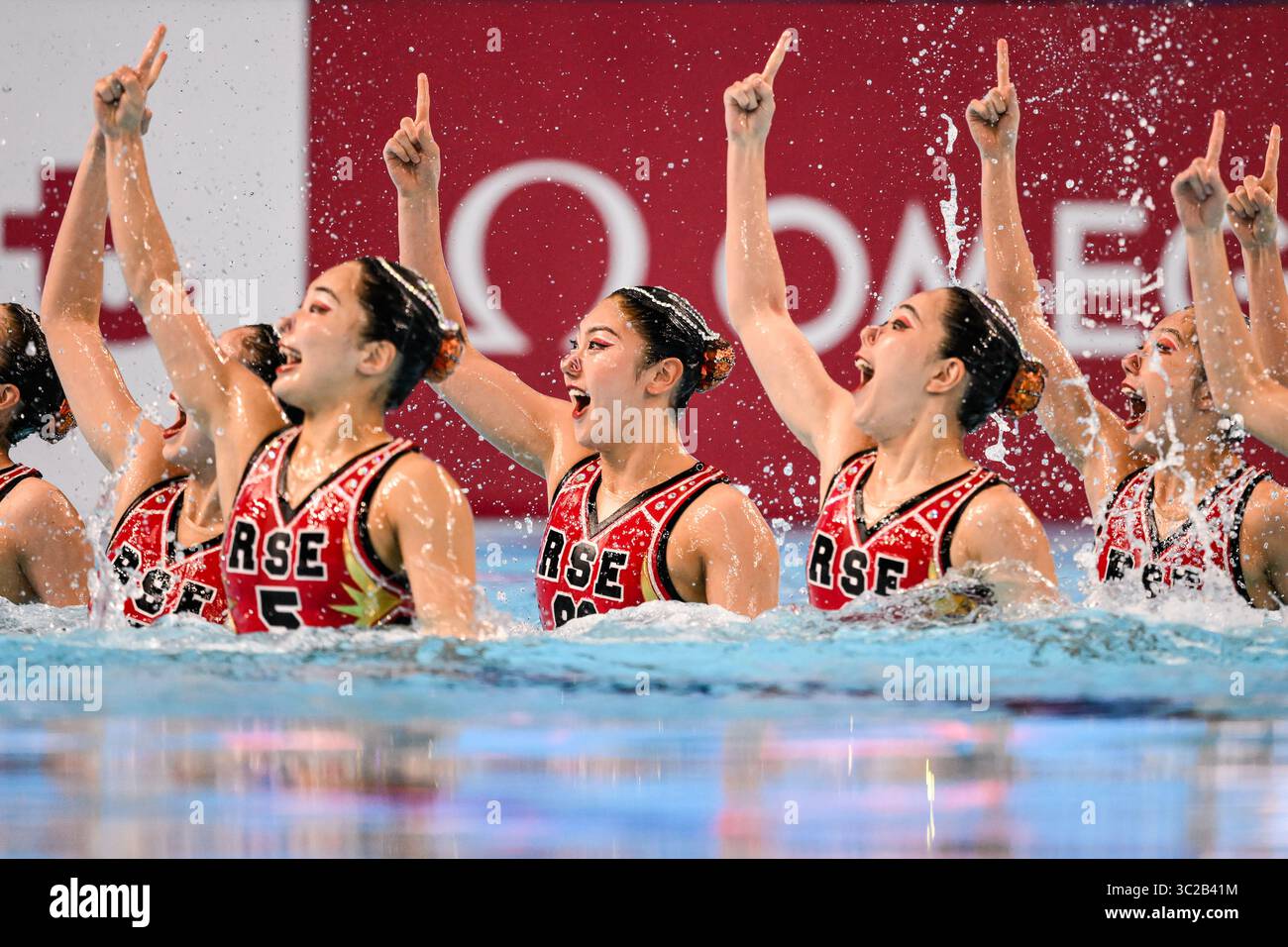 Athletes of Japan compete in the Artistic Swimming Team Technical Final ...