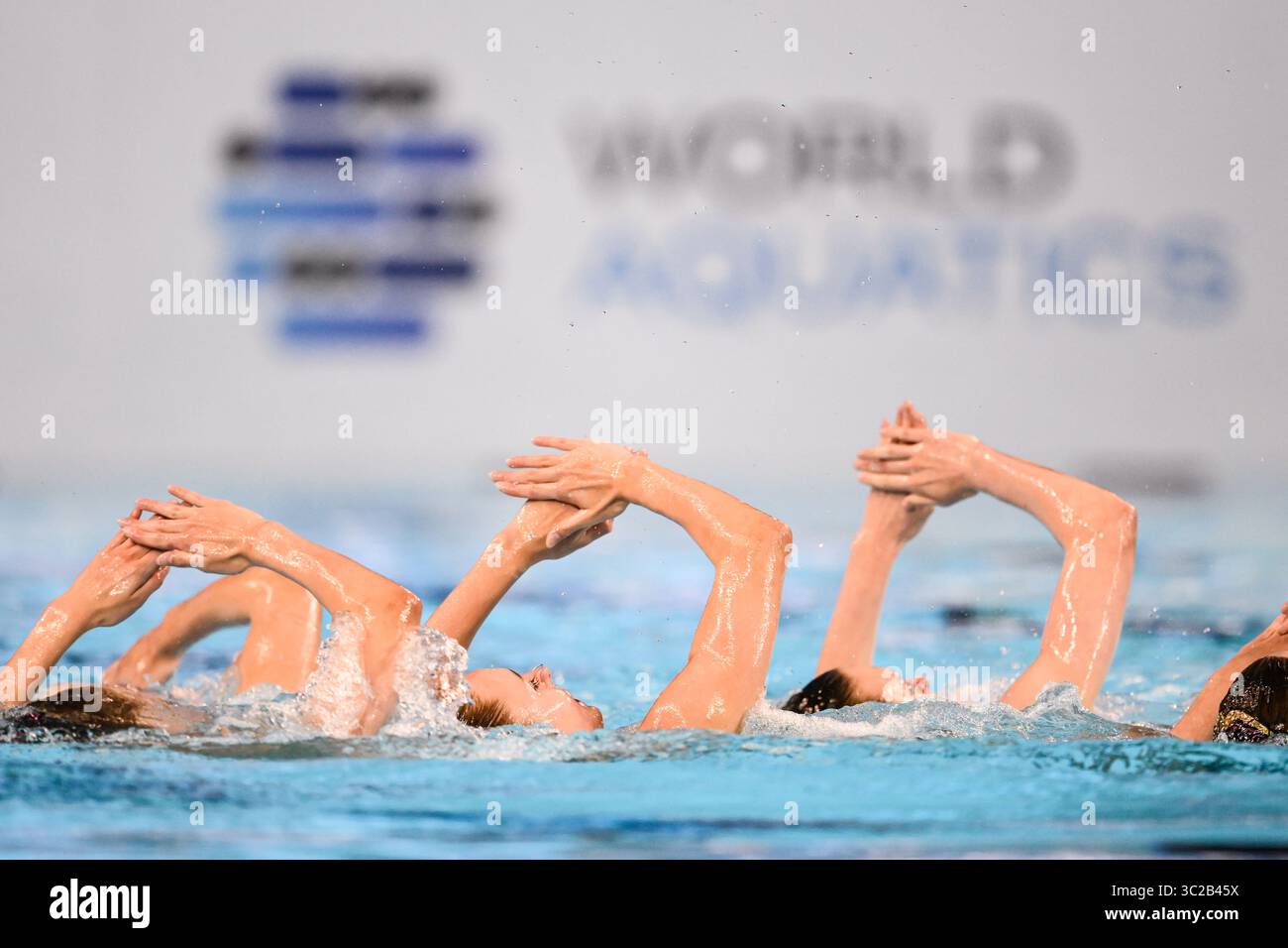 Athletes of Ukraine compete in the Artistic Swimming Team Technical ...