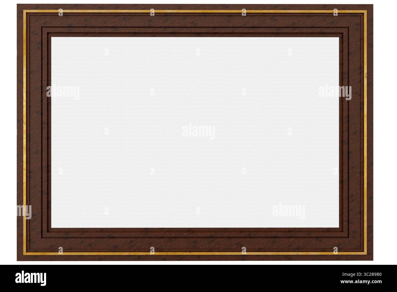 Wooden frame with gold, gilded edge, with central empty space for the ...