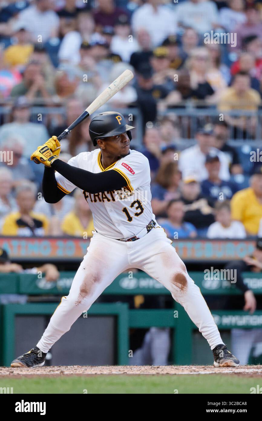 PITTSBURGH, PA - JULY 22: Ke'Bryan Hayes #13 of the Pittsburgh Pirates ...