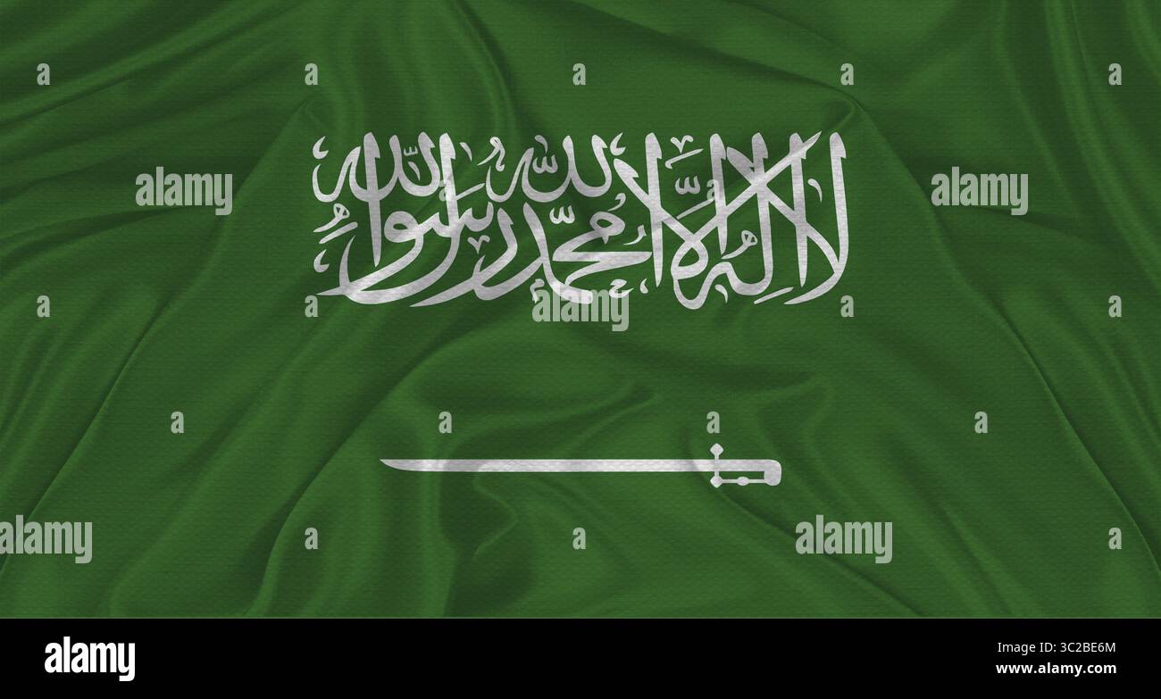 Flag of Saudi Arabia with cloth texture. Close up of Saudi Arabia flag ...